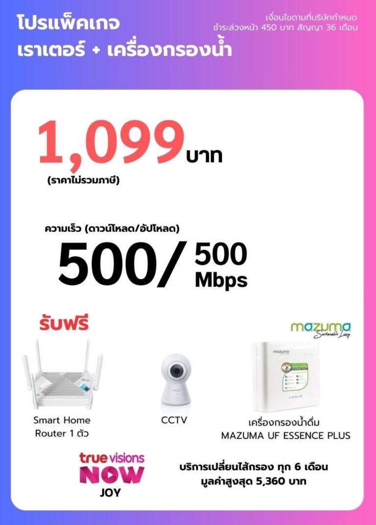 เน็ตทรูแพ๊คเกจ - True Fiber เน็ตบ้านไฟเบอร์ที่ดีที่สุด เร็วแรง ครอบคลุมทั่วบ้าน ราคา 599